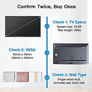 Full Motion TV Wall Mount Brackets Swivel Tilts Articulating Extension for 13-32 Inches LED LCD Flat Curved Screen TVs Monitors, Single Stud for Corner Max VESA 100x100mm by Pipishell