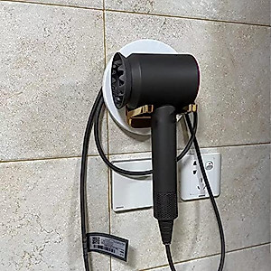 2 PCS Hair Dryer Holder, Bathroom Adhesive Blow Dryer Holder, Wall Mounted Hair Dryer Rack, No Drilling Dryer Rack for Blow Dryer Cabinet Door Hair Care Styling Tool Organizer