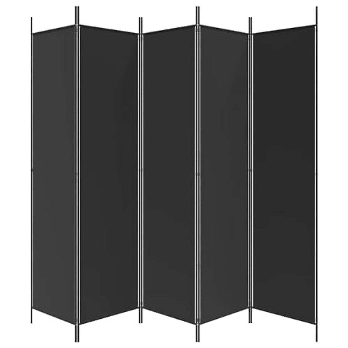 YAFF 5-Panel Folding Partition Privacy Screens, Portable Fabric Room Divider with Iron Frame, Freestanding Privacy Partial for Bedroom Home Office, 98.4" x 78.7"-Black