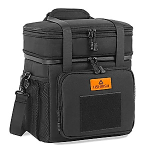 HSHRISH Expandable Xlarge Tactical Lunch Box for Adults, Waterproof Insulated Lunch Bag with Lots of Storage Space, Durable Cooler Bag for Men Women Work Outdoor Picnic Trips, 22L(Black)