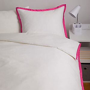 Dormify Border Duvet Cover & Sham Set | Includes 1 Duvet Cover & 1 Standard Sham | Twin/Twin XL Comforter Set | Bedding | Hot Pink & White | Supersoft Bedding Essentials | Dorm or Bedroom Essential