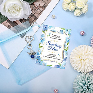 HOWAF Something Blue for Bride to Be on Wedding Gifts for Daughter - 1pcs Wedding Day Card 1pcs Angel Bouquet Garter Clip 1pcs Blue Organza Bag from Mom Dad Grandma Sister Friends