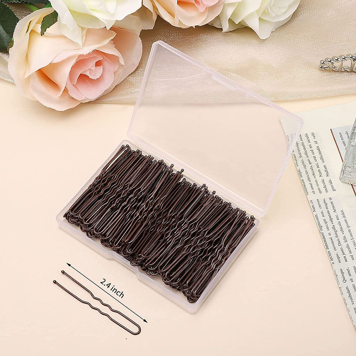 BEoffer U Shaped Hair Pins, 200 Count of Buns Waved Hair Pins for Women Girls with Box for Updos French Twists, Bobby Pins Hairgrip Hair Grip Hairclip Bulk Hair Accessories (Brown, 2.4 Inch)