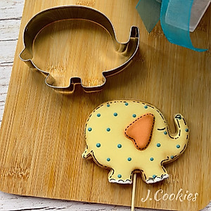 LILIAO Cute Elephant Cookie Cutter for Baby Shower - 4 x 3.3 inches - Stainless Steel