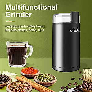 Coffee Grinder, Wancle Electric Coffee Grinder, Quiet Spice Grinder, One Touch Coffee Mill for Beans, Spices and More, with Clean Brush Black
