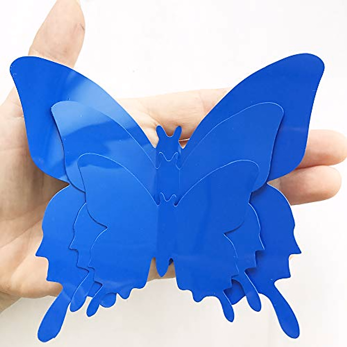 3D Royal Blue Butterfly Wall Stickers 24 pcs Removable Mural Stickers Wall Stickers Decal for Home and Room Decoration Kids Room Bedroom Decor Living Room Sticker (Dark Blue)