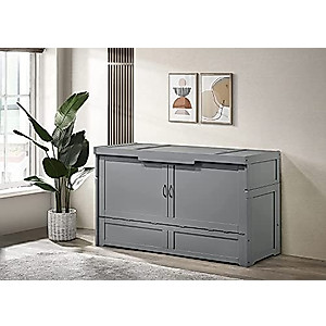 Night & Day Furniture Fully Assembled Night and Day Cube Cabinet Murphy Chest Bed (Queen, Gray), Grey