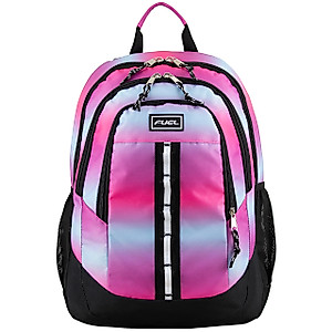 FUEL Travel Laptop Carry On Backpack Sport Shock Multi Large Compartments for College Bookbag, Hiking, Work, 18.5 x 13 x 7 Inches, Pink Pastel