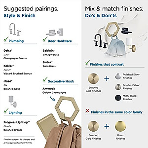 Amerock HBX37015BBZ | Prismo Single Prong Decorative Wall Hook | Golden Champagne Hook for Coats, Hats, Backpacks, Bags | Hooks for Bathroom, Bedroom, Closet, Entryway, Laundry Room, Office