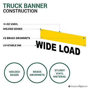 ComplianceSigns.com 16' Wide Load/Oversize Load Banner, 2-Sided 72x12 inch Vinyl for Transportation, Made in USA