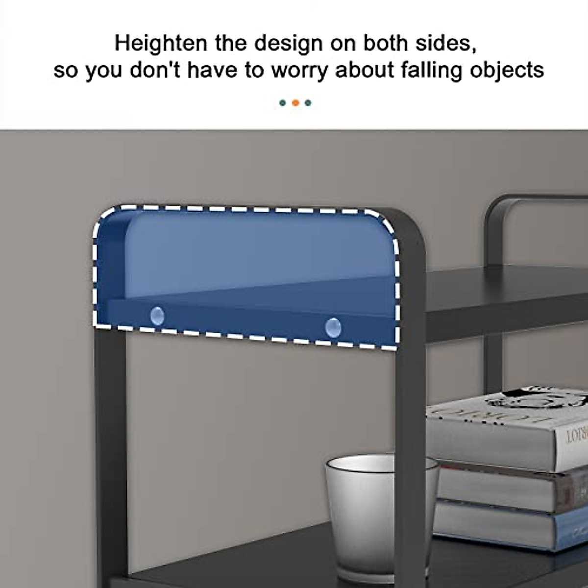 Modern 2 Tier Metal and Wood Storage Shelf - Multi-Purpose Bookshelf and Organizer for Home and Office - Easy Assembly, Stylish and Space-Saving Design in Black