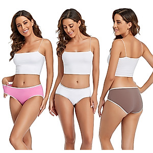 dorcastimo Women's Cotton Stretch Underwear Mid Rise Full Coverage Panties MultiPack Regular & Plus Size(X-Small, Black/Mixed Blood/Purple/Blue/Pink/White)