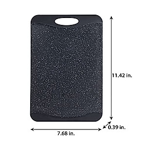 Kitchen Details Granite Look Cutting Board | Medium | 11.5” x 8” | Non-Slip Grip | Reversible Surface | Outside Drip Edge | Black