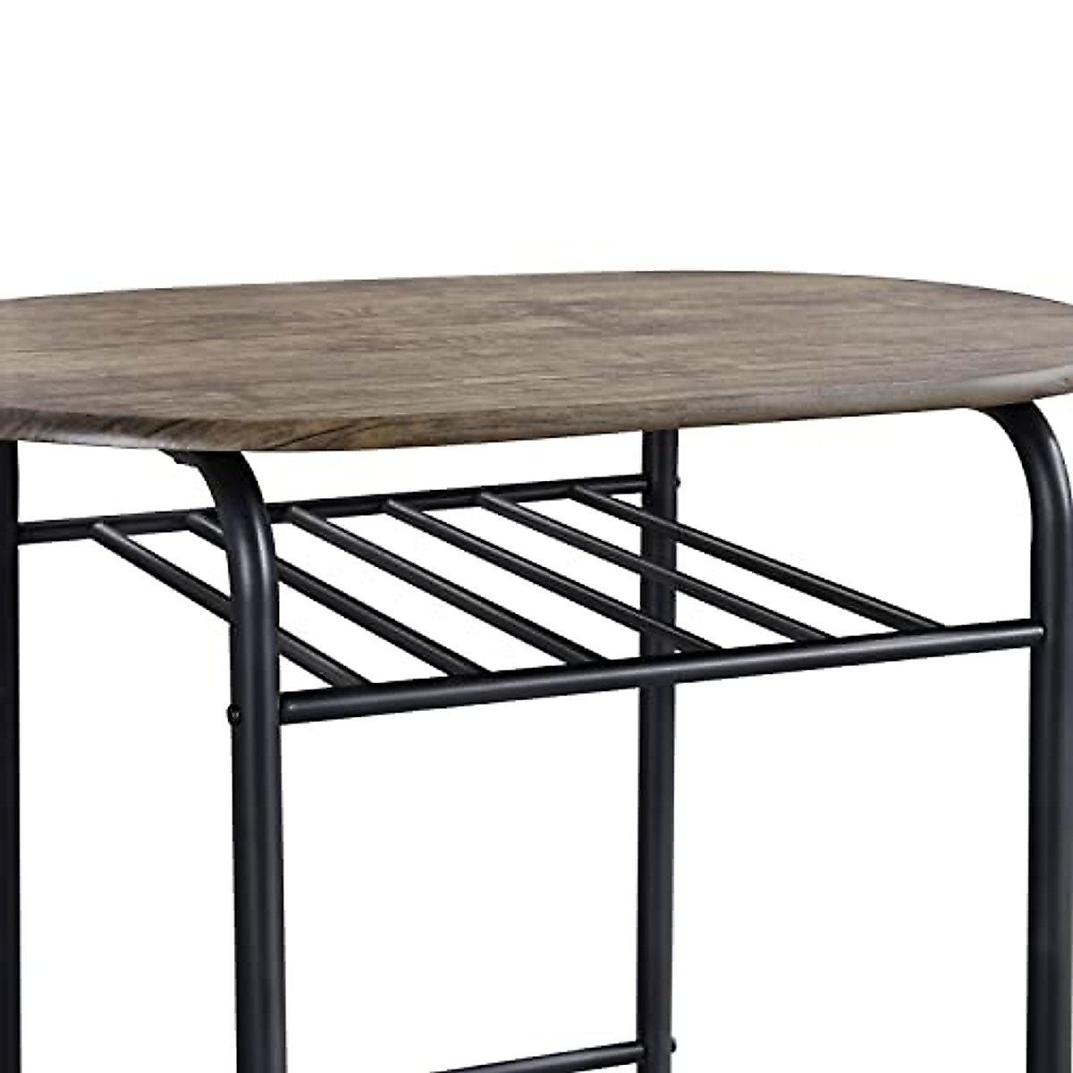 Topeakmart 3 Piece Kitchen Table Set - Dining Table Sets for 2 - Compact Table and Chairs w/Steel Frame & Shelf Storage for Small Spaces, Apartment,Bistro - Drift Brown