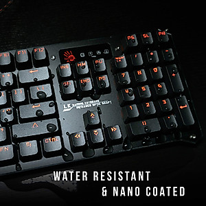 BLOODY B840 Light Strike LK Optical Gaming Keyboard – Orange LED Backlit – LK Blue Tactile Switch - Black