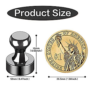 16Pcs Strong Fridge Magnets,Black Refrigerator Magnets, Push Pin Magnets,Strong Whiteboard Magnets for Locker, Map, Kitchen, Office, School, Adults