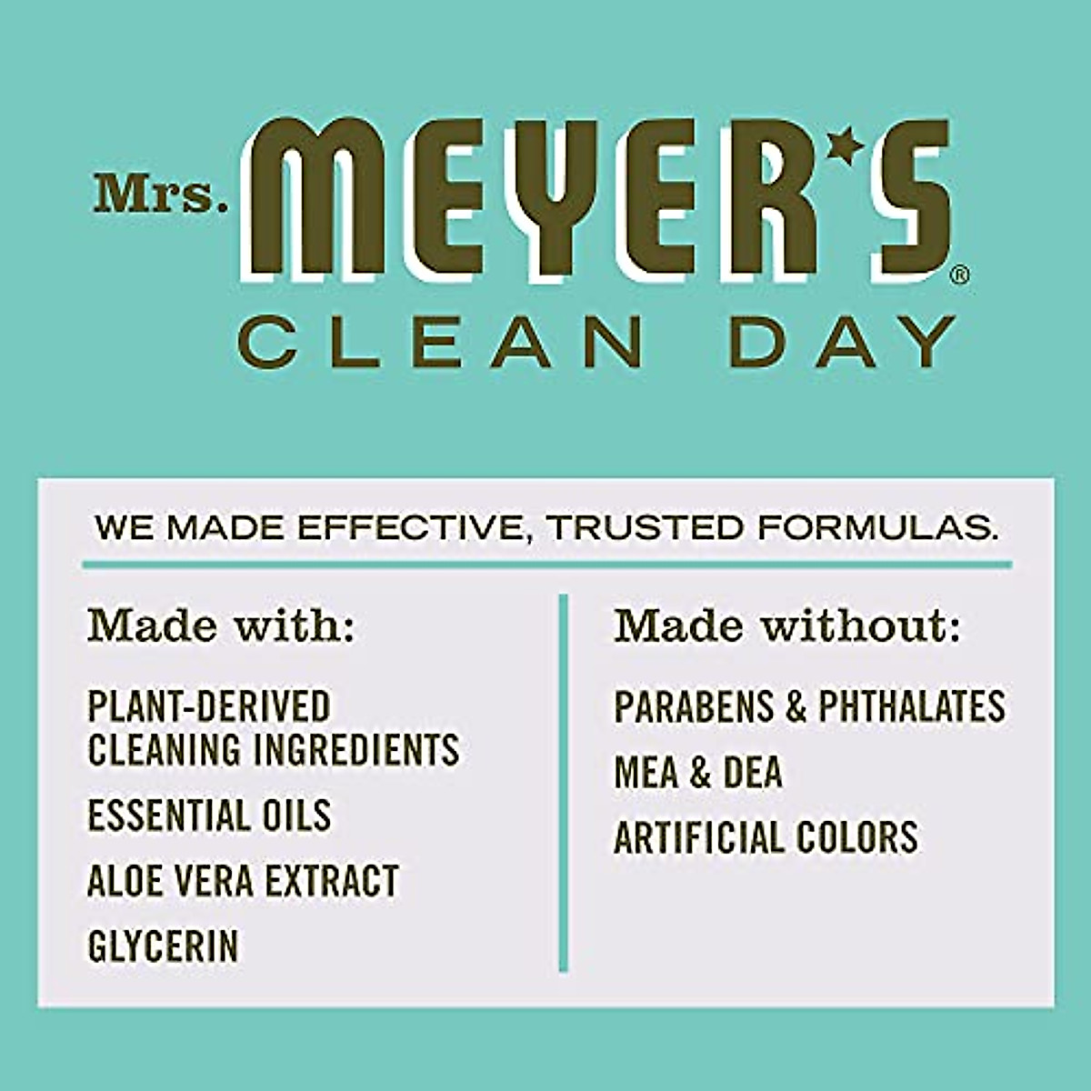 MRS. MEYER'S CLEAN DAY Liquid Dish Soap Refill, Biodegradable Formula, Basil, 48 fl. oz