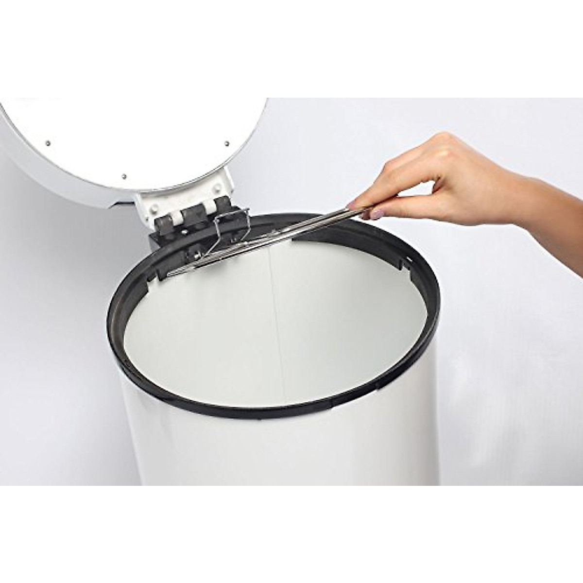 Bubula Premium Steel Diaper Waste Pail with Air Tight Lid and Lock, White/White