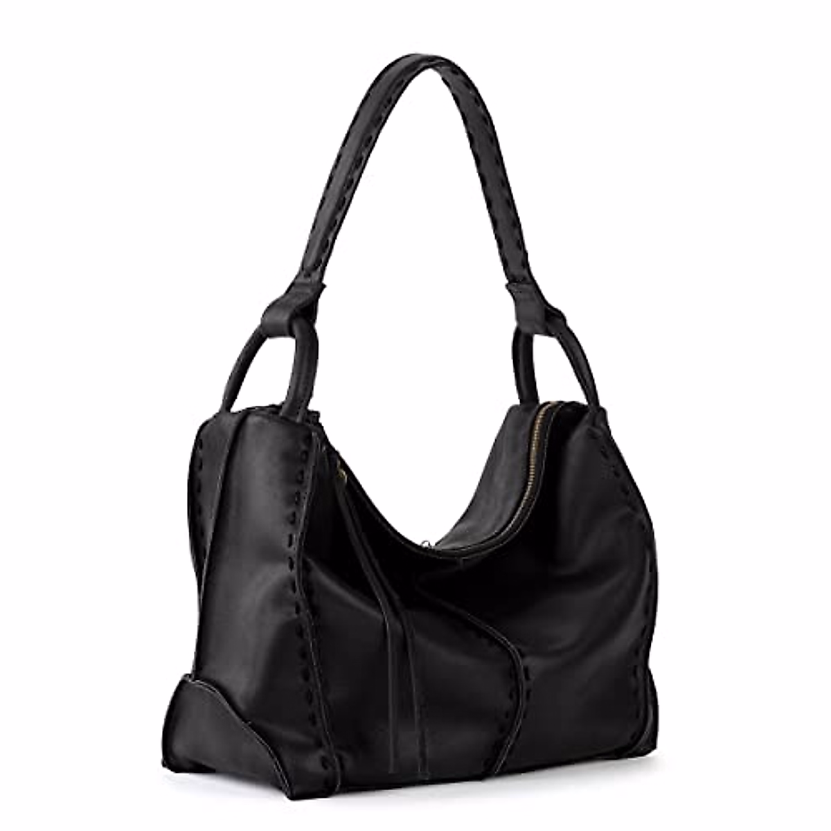 The Sak Los Feliz Hobo in Leather, Lined, Roomy Shoulder Purse, Black