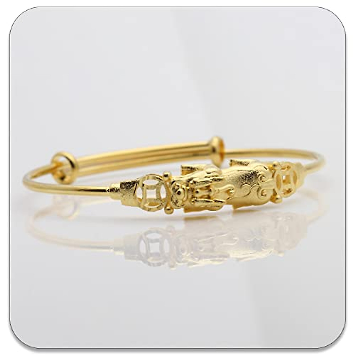 PEAS 18K Gold Plated Jewelry Feng Shui Pi Xiu Bracelet Adjustable Cuff Bracelet
