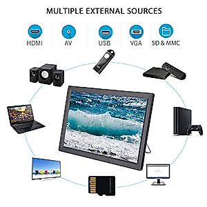 Yoidesu 14”Portable TV with ATSC Tuner,Battery Operated TV with HDMI, SD/MMC, USB, VGA, AV in/Out and Remote Control,Small Car TV for Kids,Kitchen,Traveling,Camping
