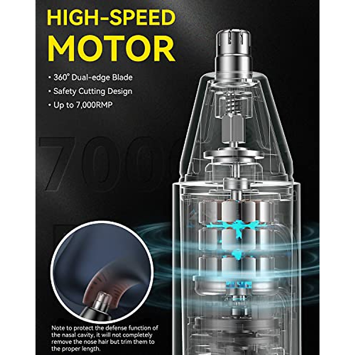 unibono Ear and Nose Hair Trimmer, Dual-Hole Vortex Cleaning System Facial Hair Grooming Kit Include Rechargeable Eyebrow Trimmer & Facial Hair Removal Shaver Stocking Stuffers Gifts for Men Women