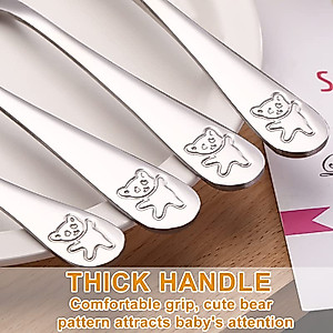 HAOBAOBEI Kids Silverware Set, Set of 6 Stainless Steel Kids Utensils Forks and Spoons Set, Lunch Box Utensils Set Kids, Metal Utensil Set for 12 Years +, Dishwasher Safe, Mirror Polished, Cute Bear