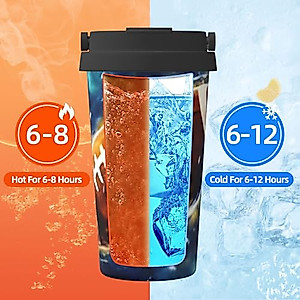 Insulated Coffee Mug Galaxy Space Football 17oz Double Wall Vacuum Stainless Steel Tumbler With Leak-Proof Lid And Handle, Cute Travel Thermos Mug For Cold Hot Drinks