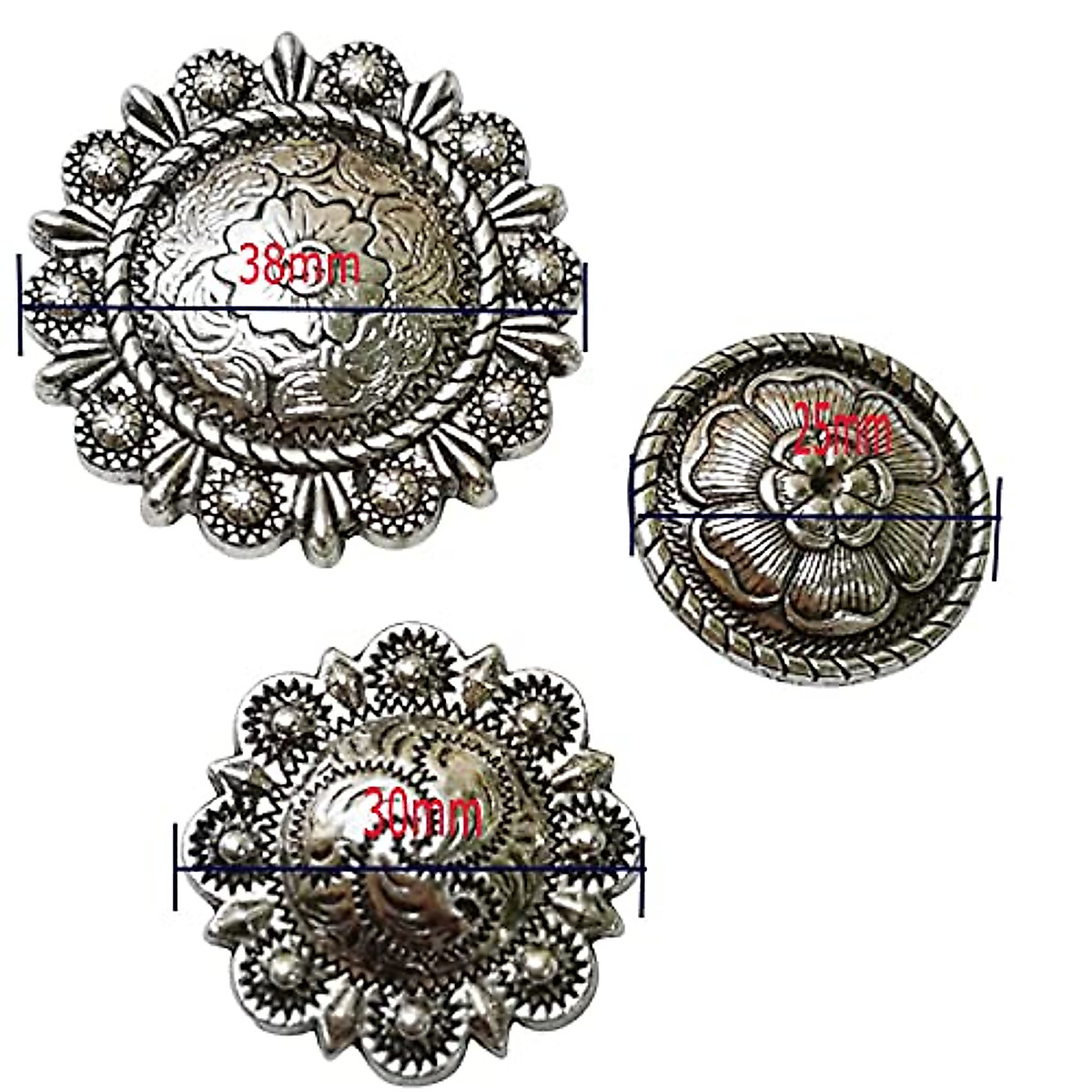 Berry Conchos with Screws Back Rhinestone Horse Saddle