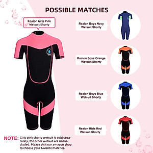 REALON Shorty Wetsuit Kids for Boys/Girls Shorty Baby One Piece Wet Suit 2mm Neoprene Wet Suit Shorty Back Zipper 3t to 12t Toddler/Infant Swimsuit for Surfing Snorkeling Swimming