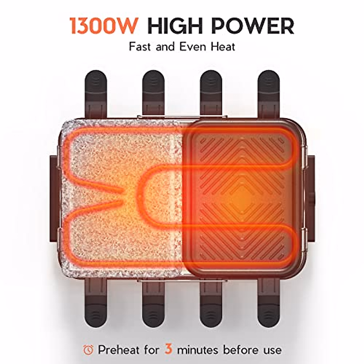 Voohek Korean BBQ Grill Raclette Table Grill Hibachi Electric Indoor Grill 2 in 1 Non-stick Grilling Plate and Natural Cooking Stone Adjustable Temperature 8 Raclette Pans 8 Wooden Spatulas 1300W