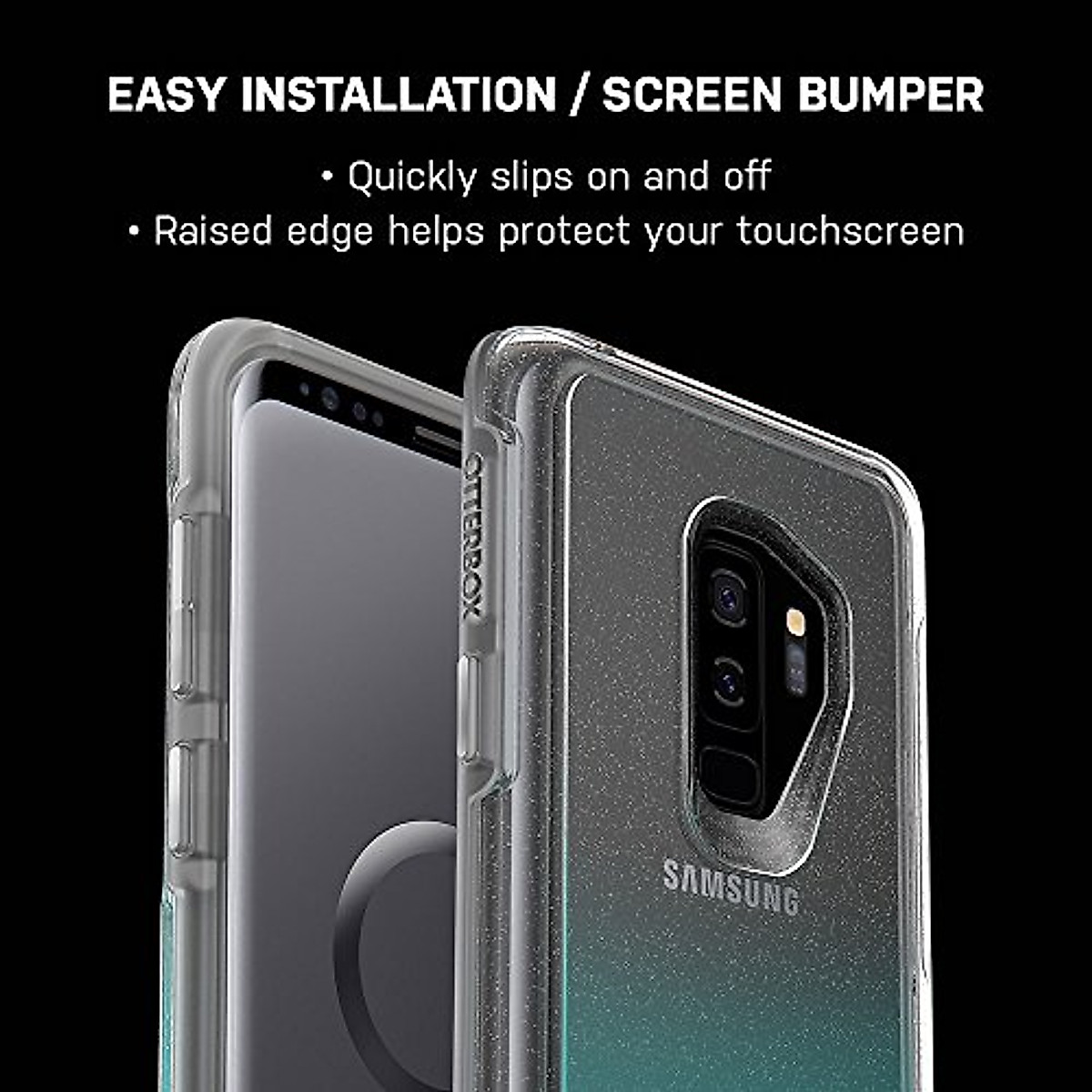 OtterBox SYMMETRY SERIES Case for Samsung Galaxy S9+ - Retail Packaging - Polycarbonate Synthetic rubber,Lightweight, BLACK