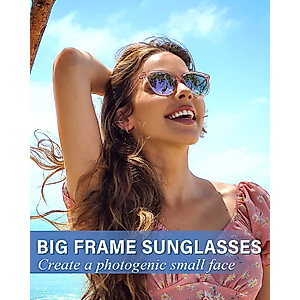 Myiaur Polarized Sunglasses for Women, Square Mirrored Trendy Shades with UV Protection Reduce Glare Sun Glasses