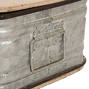 glitzhome Set/2 Farmhouse Metal Storage Nesting Boxes with Wooden Lids Galvanized Storage Chests Small and Large