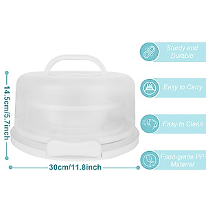 MIVIDE 10 Inch Cake Carrier with Lid, Portable Cake Holders Cake Container, Plastic Round Cake Storage Container Cake Saver with Lid and Handle for Transport