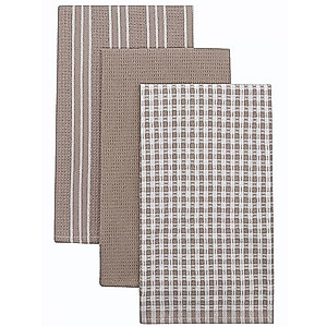 Mia'sDream Cotton Waffle Weave Kitchen Towels | Soft & Absorbent Dish Towels Tea Towel | Quick Drying Hand Towels for Kitchen | 13" x 28" 3 Pack (Brown Set)