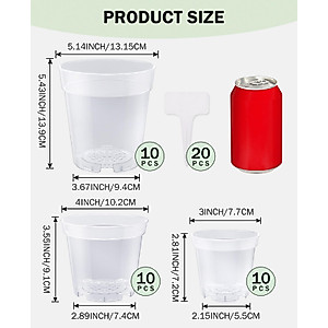 homenote Clear Nursery Pots for Plants,3/4/5 Inch Plant Pot for Planting Plastic Seedling Pots with Drainage Holes Seed Starter Pot Flower Pots High Transparency with 20 Plant Labels (30 Pack)