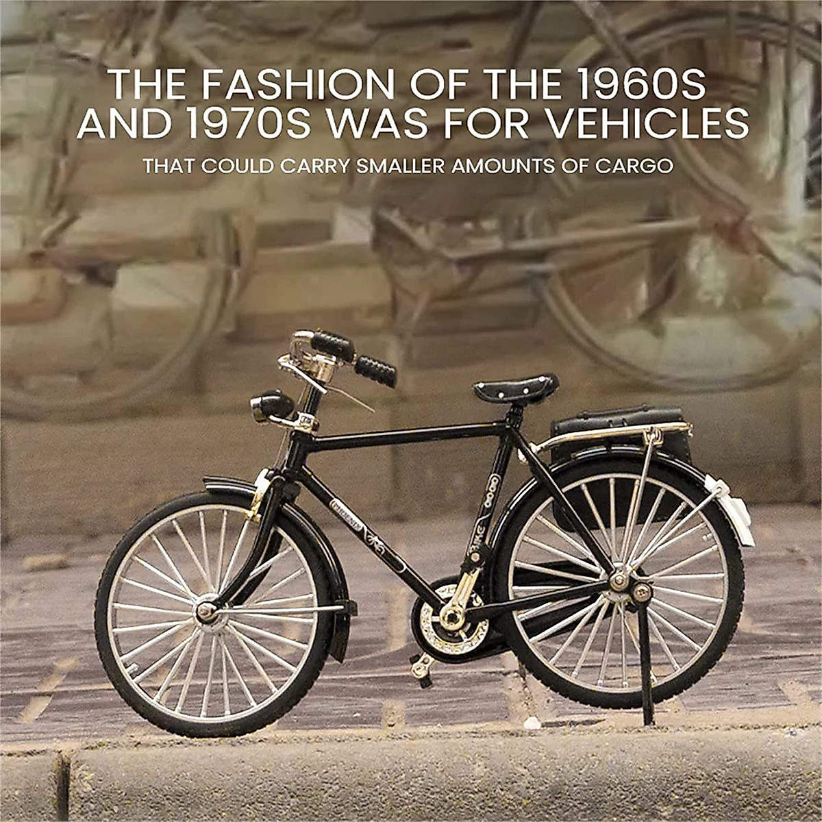 Vucootli 2023 DIY Retro Bicycle Model Ornament for Kids, 1:10 Simulation Mini Bicycle Model Scale Kit with Inflator and Briefcase, Finger Bike Models Toys, Creative Iron Art Tabletop Ornament Toys