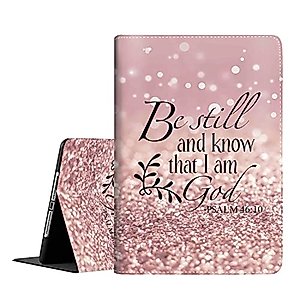 Case for New iPad Mini 6 2021 (6th Generation), Multi-Angle View Adjustable Stand Auto Wake/Slee for iPad Mini 6th Gen 8.3 Inch , Quote Bible Psalm 46:10 Pink