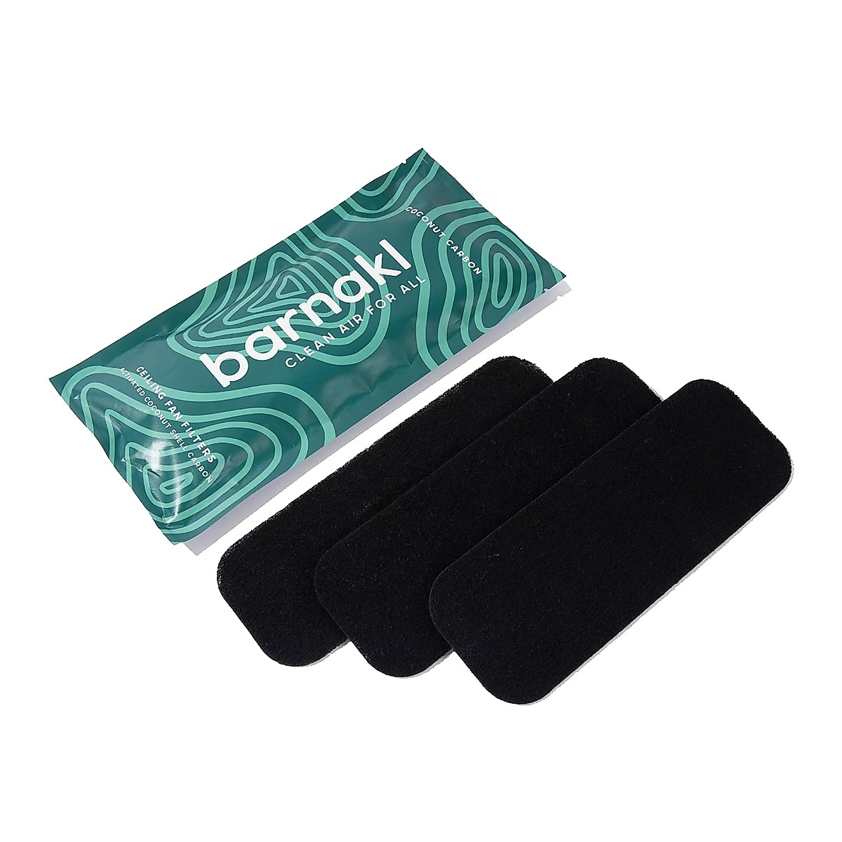 Barnakl Ceiling Fan Filters | Activated Coconut Shell Carbon Filter | Easy-Stick Universal Ceiling Fan Air Filters | Unscented Ceiling Fan Blade Filters for Common Household Contaminants, (3-Count)