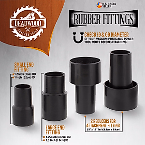 DCT Dust Collector Accessories Kit – 1.25in x 10ft Vacuum Hose, Dust Collection Fittings, and Vacuum Reducer