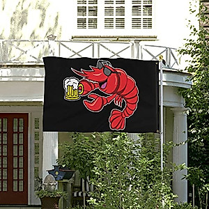 Crawfish Beer Flags Decorative Funny Banners for Outside House Dorm Room Parties