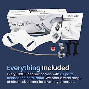 LUXE Bidet NEO 180 - Self-Cleaning, Dual Nozzle, Non-Electric Bidet Attachment for Toilet Seat, Adjustable Water Pressure, Rear and Feminine Wash, Lever Control (White)