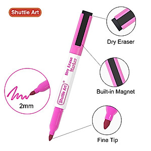 Shuttle Art Dry Erase Markers, 20 Colors Magnetic Whiteboard Markers with Erase, Fine Point Dry Erase Markers Perfect for Writing on Dry-Erase Whiteboard Mirror Glass for School Office Home