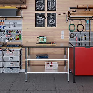 48" Long X 24" Deep Stainless Steel Work Table with 2 Shelves | Metal Food Prep Station | Commercial & Residential NSF Utility Table