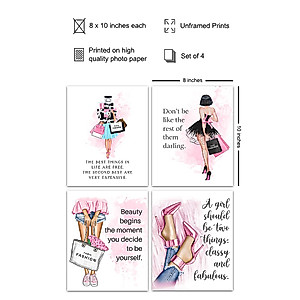 Inspiring Uplifting Encouragement Gifts for Women, Teen Girls - Glam Designer Wall Art - Inspirational Positive Quotes Wall Decor - Motivational Sayings Posters - Glamour Luxury High Fashion Quotes