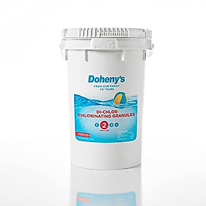 Doheny's Di-Chlor Granular Chlorine | Pro-Grade 3-in-1 Pool Chlorine Granules Sanitizer, Shock and Algaecide! | Fast-Dissolving | Highly-Concentrated 56% Available Stabilized Chlorine | 50 LB Bucket