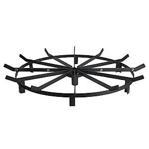 Round Fire Pit Grate 32 x 32 x 4.5 Inches, Heavy Duty Wagon Wheel Firewood Fireplace Grate, 6 + 2 Legs Spider Fire Pit Grill Grates, Fire Logs Stove Burning Rack for Inside Outdoor Campfire Bar