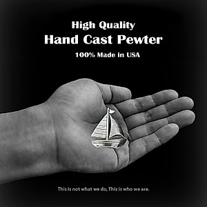 Handcrafted Antique Pewter Sailboat Magnet Gift for Personalizing Home Office Refrigerator Whiteboard Locker - Made in The United States - SKU A017MAG