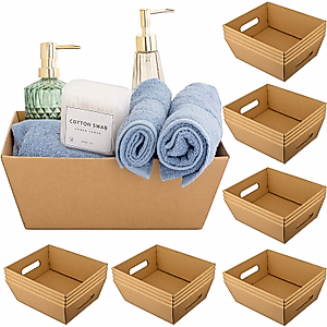 22 Pcs Small Gift Baskets Bulk 8 x 6 x 3 Inch Baskets for Gifts Empty Sturdy Wedding Gift Basket with Handles Storage Cardboard Tray for Christmas (Primary Color)